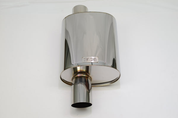 Short tip 3 inch muffler Oval 3" inlet 3.5" outlet